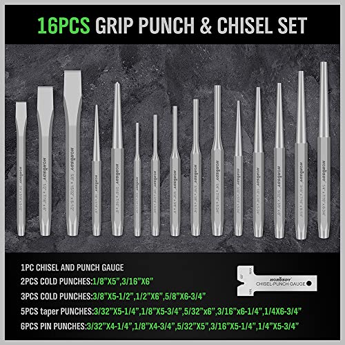 SWANLAKE Punch and Chisel Set, Including Taper Punch, Cold Chisels, Pin Punch, Center Punch (28pcs)