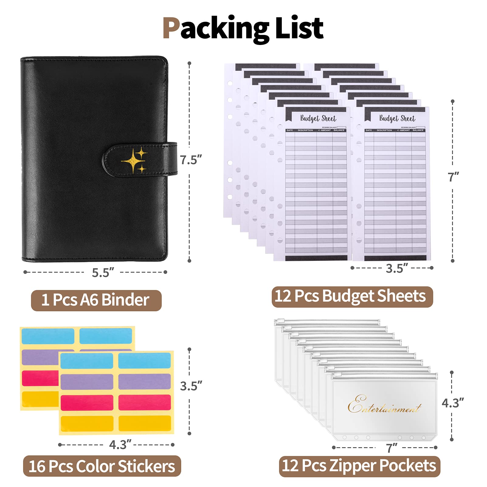 Budget Binder with Cash Envelopes, Money Saving Binder for Budgeting, Money Organizer for Cash and Saving Money