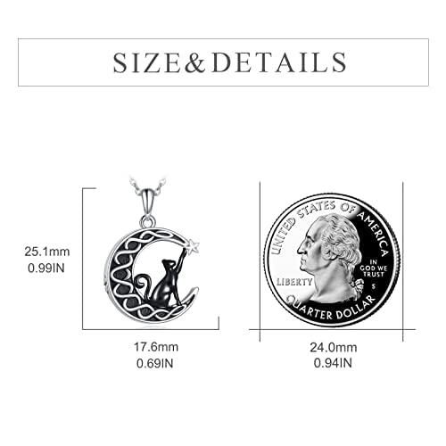 Cat Urn Necklace for Ashes Sterling Silver Black Cat Pendant Keepsake Memorial Cremation Jewelry for Women (abalone)