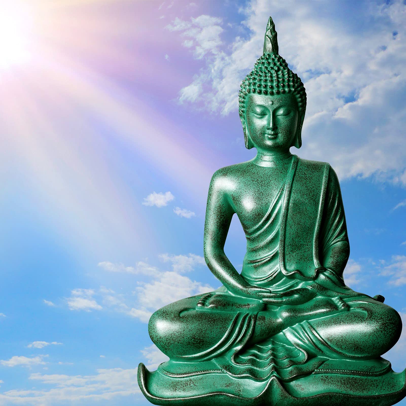 DBassinger Buddha Statue for Home Decor,6.18" Antique Thai Shakyamuni Sitting Statue Resin with Bronze Finish, Great Decoration for Meditation Altar