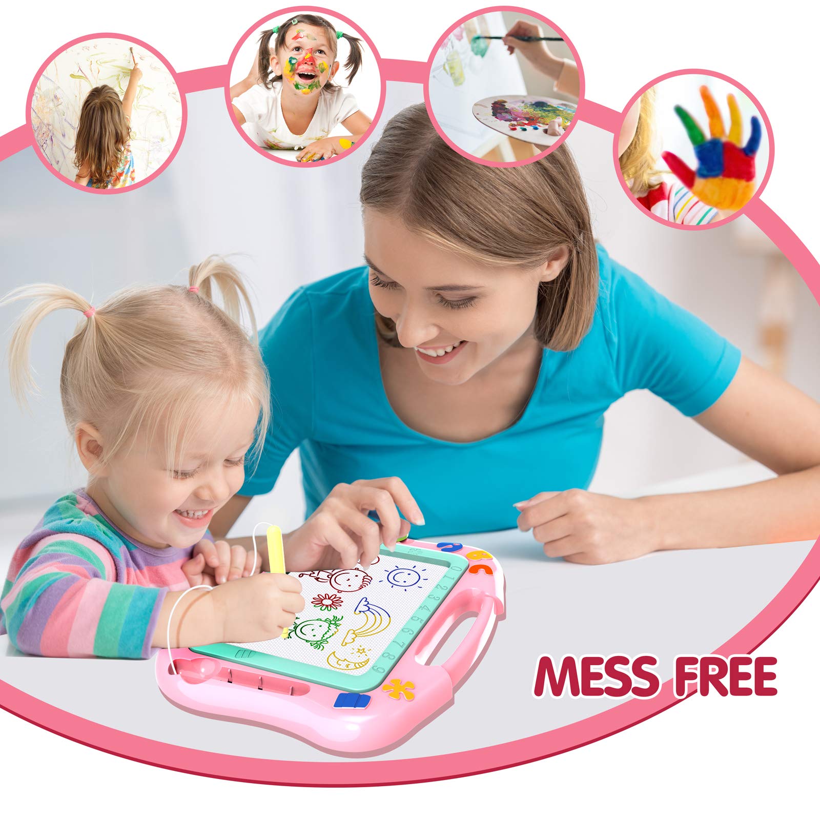 LOFEE Magnetic Drawing Doodle Board - Birthday Gift for Girls Age 1-4 - Small Travel Toy