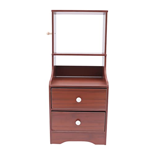 Eapmic 2 Drawers Dresser with Top Cabinet Storage, Nightstand End Bedside Table Storage Cabinet Chest of Drawers with Open Shelf, Wide Storage Space for Home Office,White (2 Drawers,Brown)