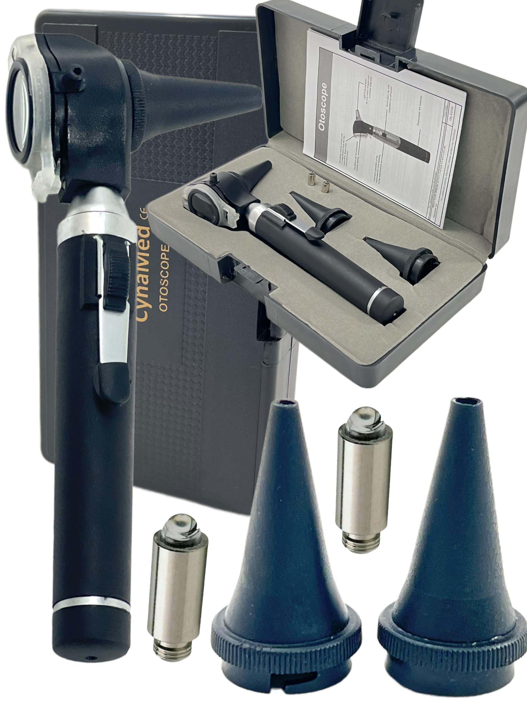 LED Otoscope Otoscope KIT Set 3.5V Plus Extra Specula Plus Extra Bulb LED Otoscope Otoscope Set with Hard LED Otoscope Student Home USE Cynamed