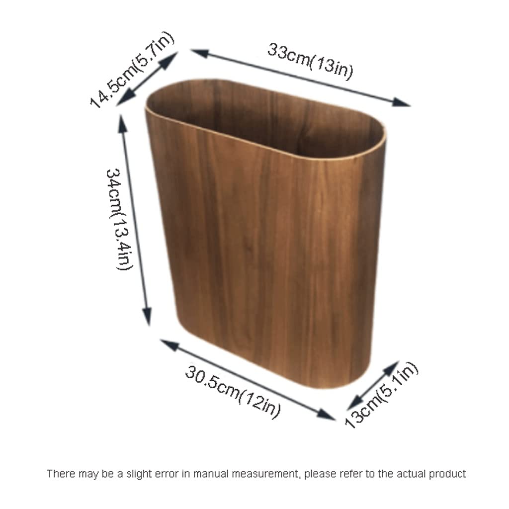 HAODAF Durable Trash Can with Swing-Close Lid,Rectangular Narrow Wood Garbage Can,Small Garbage Bin for Bathrooms,Office,Kitchens,Craft Rooms Creative (Color : Black Walnut)