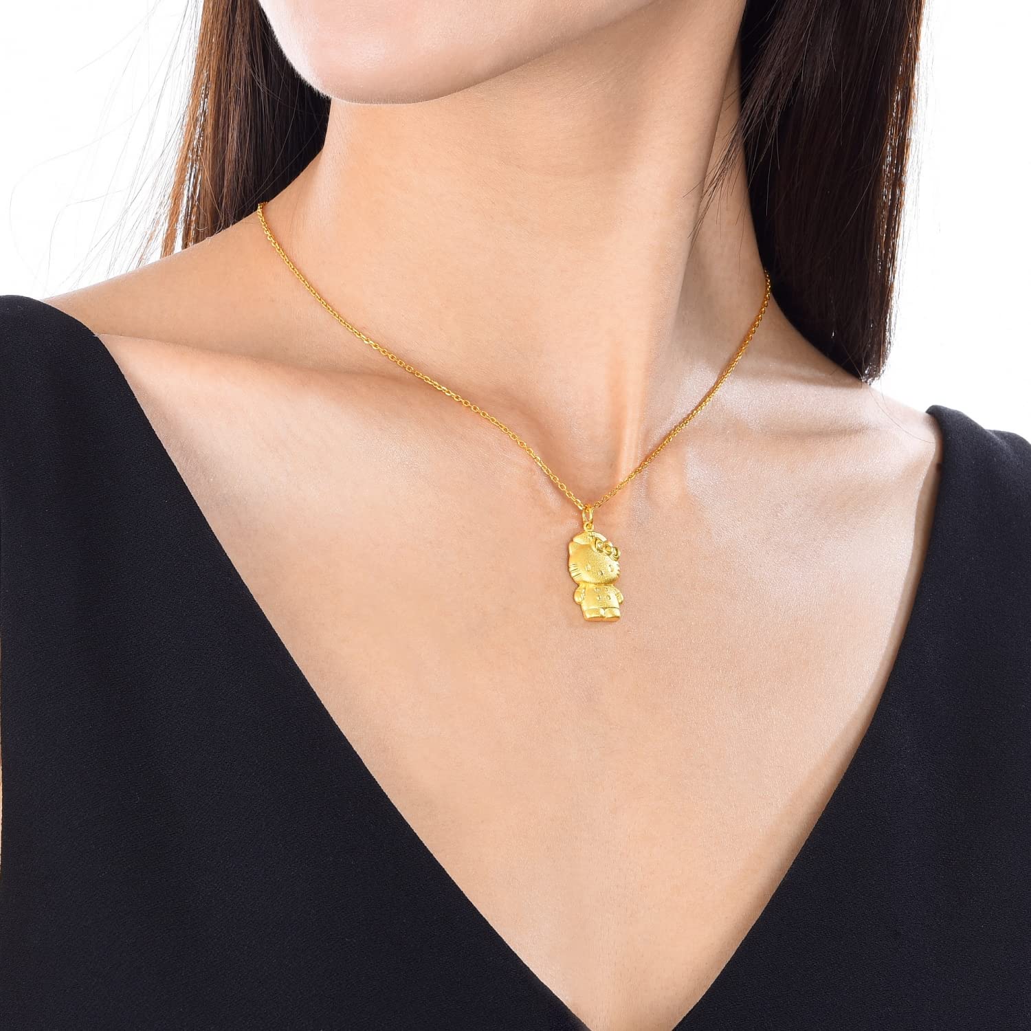 CHOW SANG SANG Sanrio 999.9 24K Solid Gold Hello Kitty Nurse Pendant for Women 89131P | Not Include the Necklace