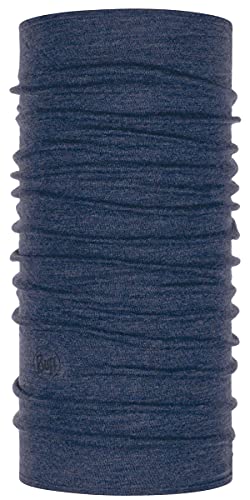 BUFF Adult Midweight Merino Wool Neck Gaiter, Headband & Winter Neck Warmer, Ski Mask & Face Shield, Worn 12+ Ways, Blue Melange, One Size