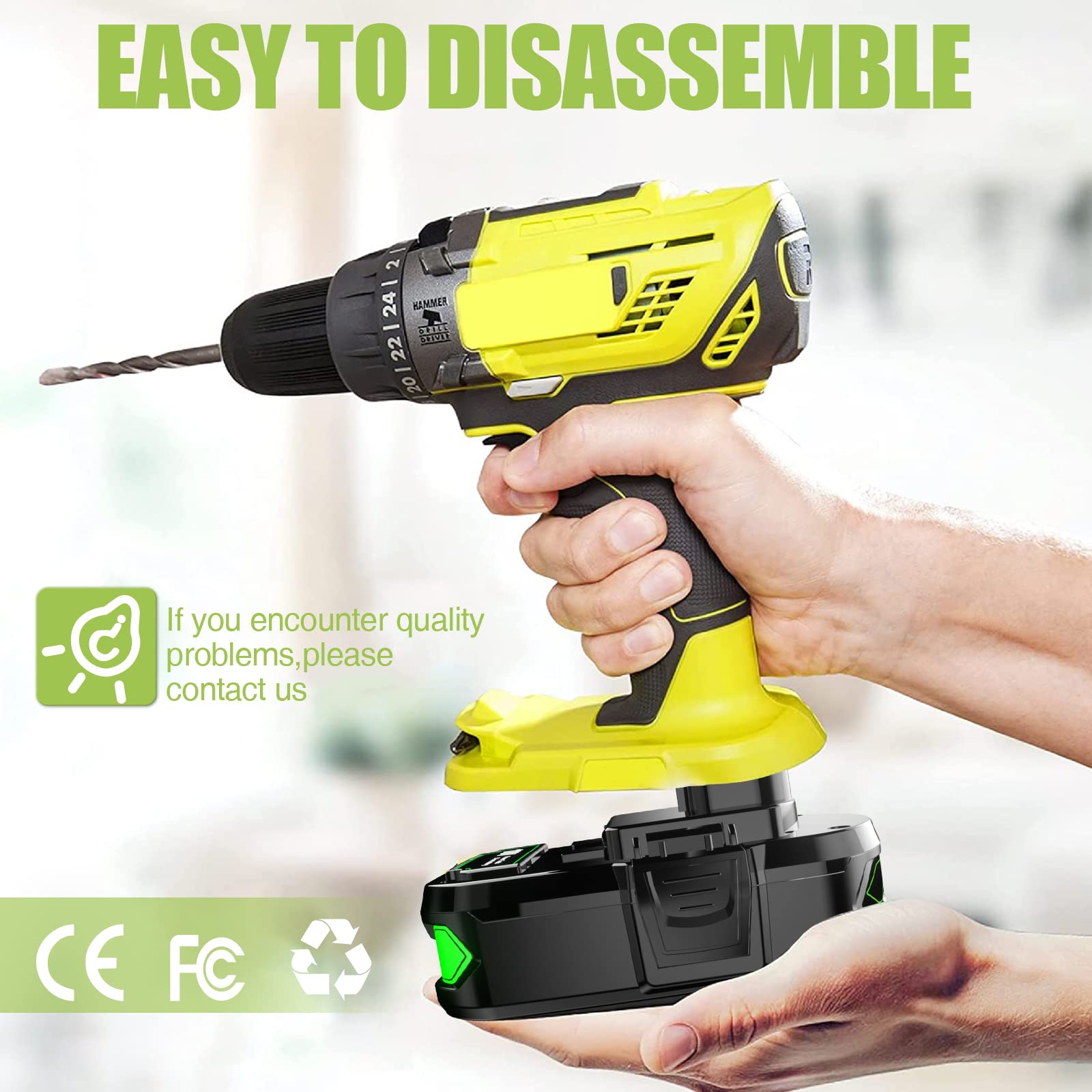 Boancell P108 18V 4.0Ah Lithium Battery Replacement for 18V Lithium Battery P102 P103 P105 P107 P108 P109 ONE+ Cordless Tool