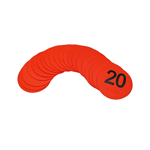 Eco Walker 4inch Mini Floor Spot Markers for Classroom Preschool and Kindergarten (Set of 20pcs) (Red number 1-20)