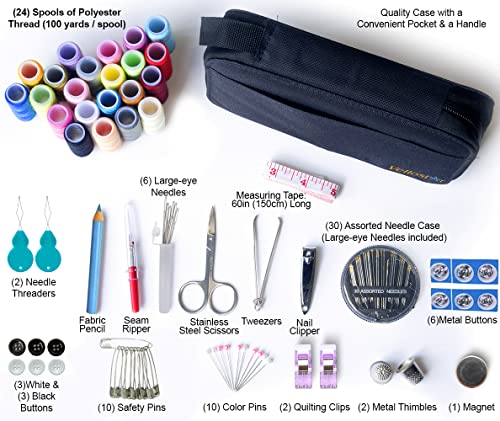 VelloStar Sewing Kit for Adults - Over 100 Sewing Supplies and Accessories - Needle and Thread Kit for Sewing - Hand Sewing Kit Basic for Small Fixes - Sewing Kit for Beginners for Travel Emergency
