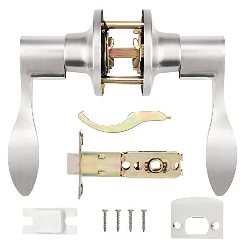 GOBEKOR 6 Pack Passage Lever Door Handle Brushed Nickel Wave Door Levers Interior Door Handles for Closet Keyless Indoor Door Locks