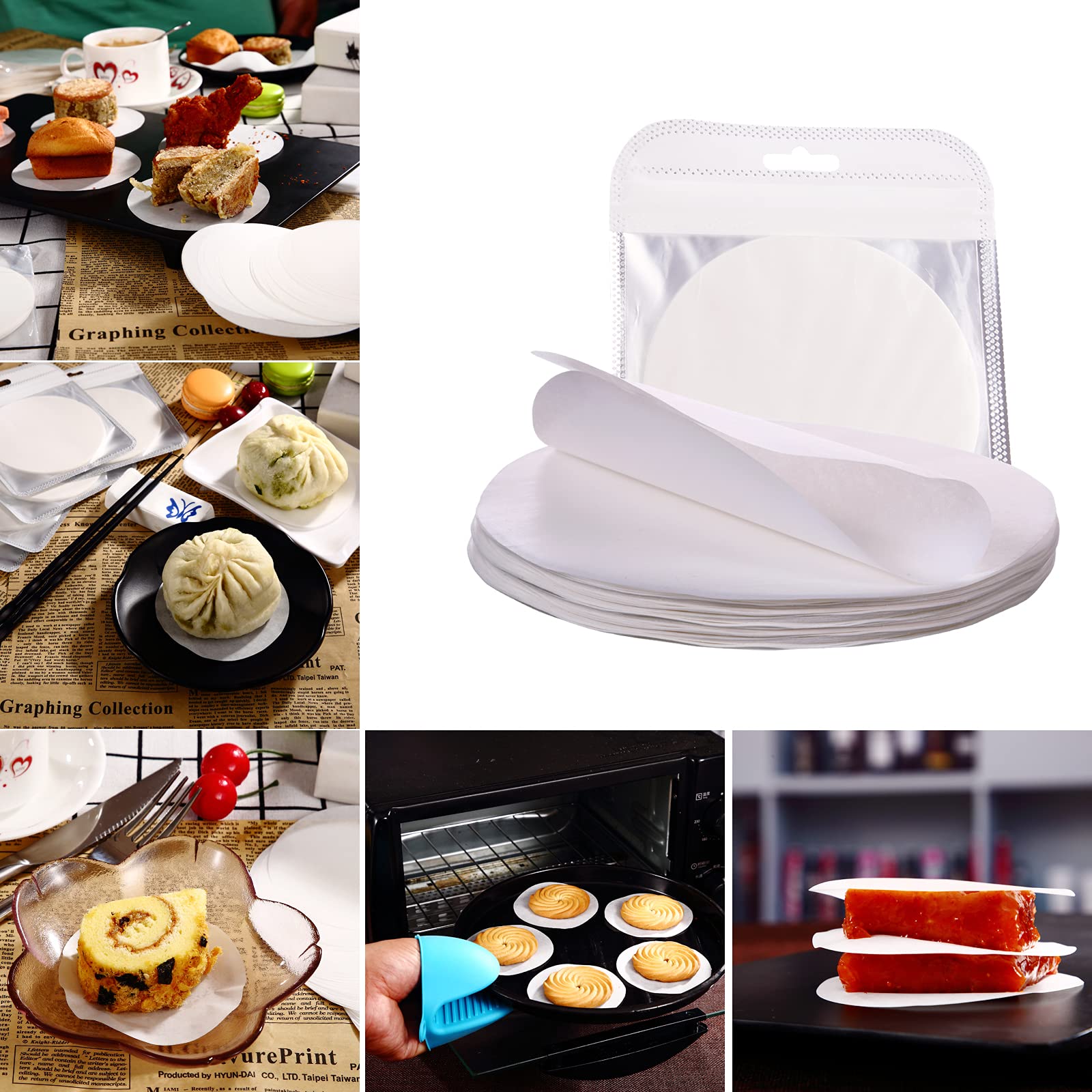 DMSY- Heavy Duty Parchment Rounds , 3in/3.5inParchment Paper Rounds Available, Uses for Cake Baking, Air Fryer Liners,Food freezing (3in+100sheets)