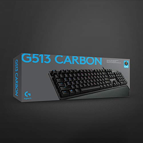 Logitech G513 RGB Backlit Mechanical Gaming Keyboard with GX Blue Clicky Key Switches (Carbon)