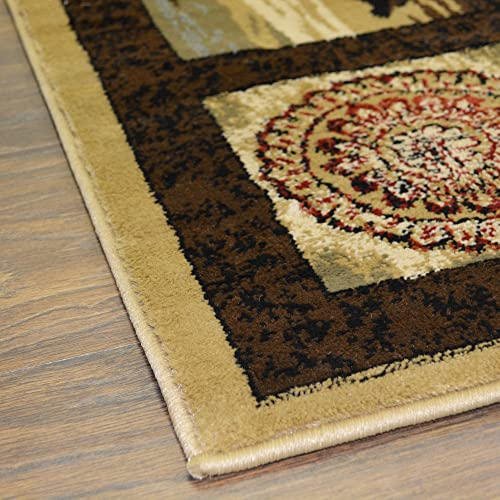 Western Horse Beige 5x7 Area Rug, 5'3x7'3
