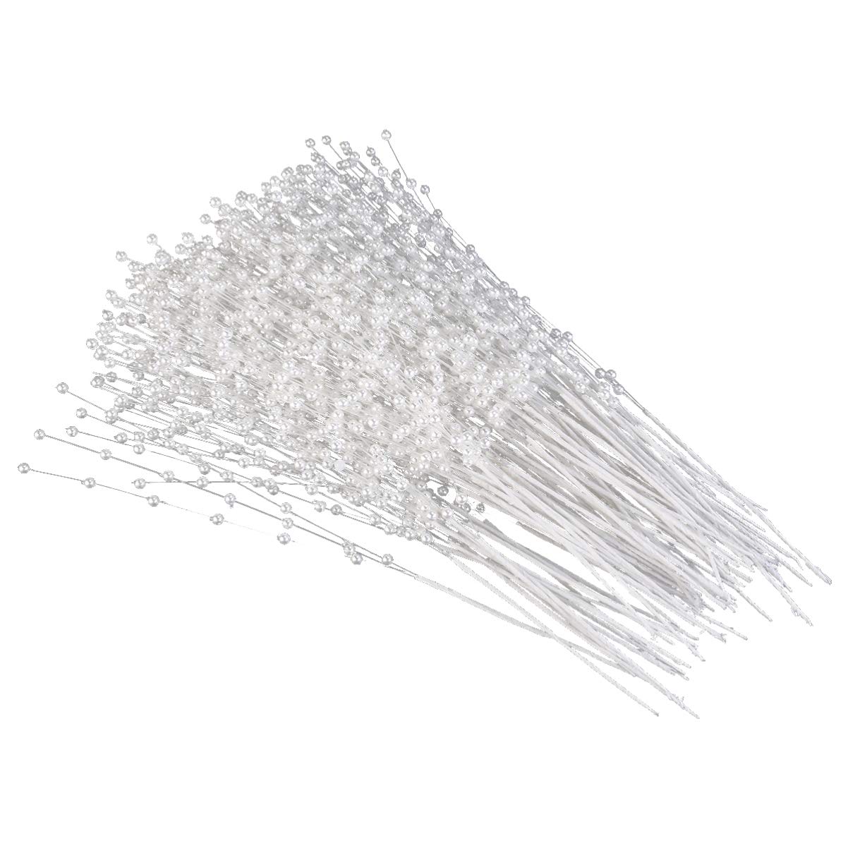 COHEALI Beaded Stems Wedding Decor 100pcs String Pearls Sticks Floral Bead Strands for Craft Bouquet Decoration DIY Home Party Wedding Easter Garland Table Centerpiece White Plants Decor