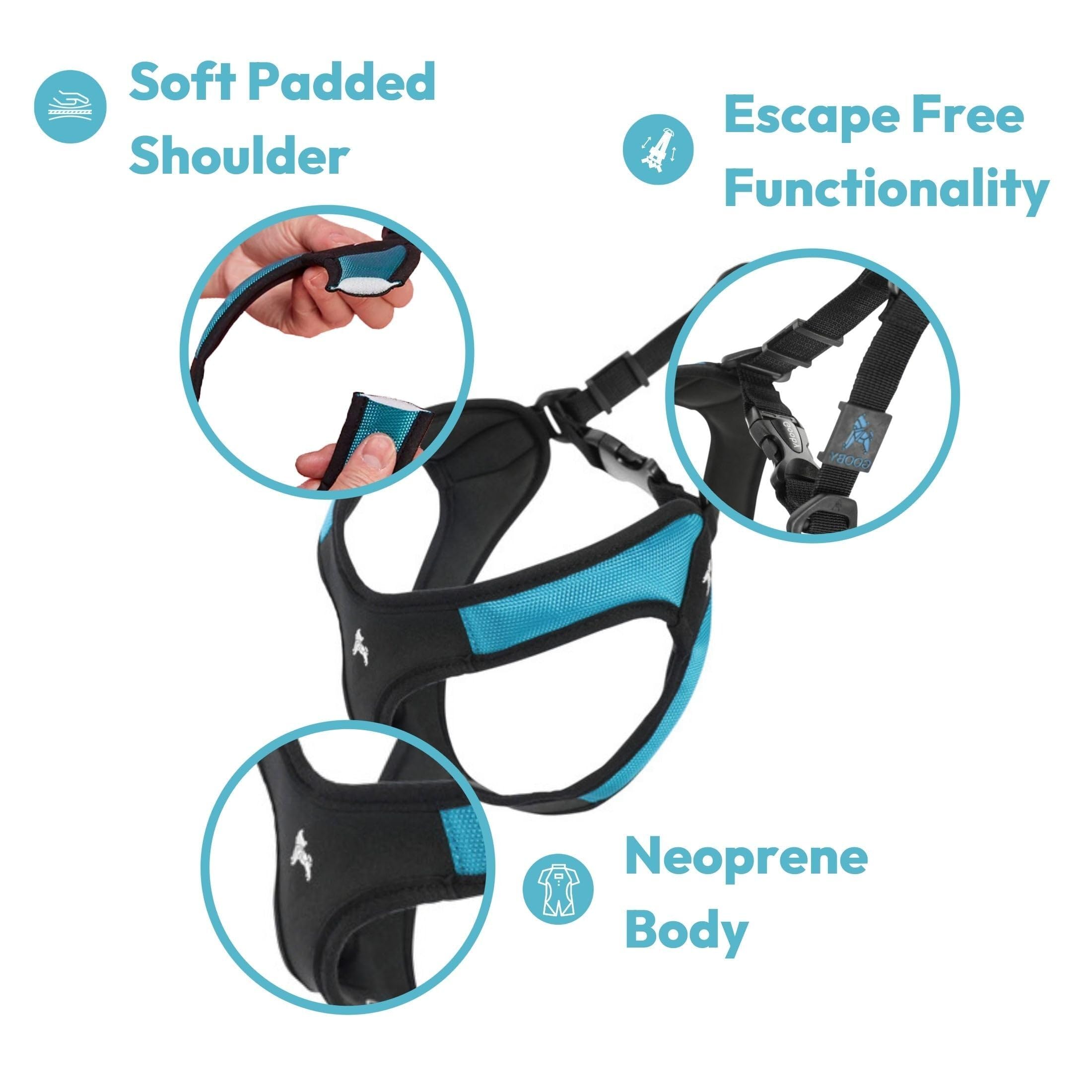 Gooby Turquoise X-Small Easy Fit Harness - No Pull Patented Design for Small Dogs with Quick Release Buckle