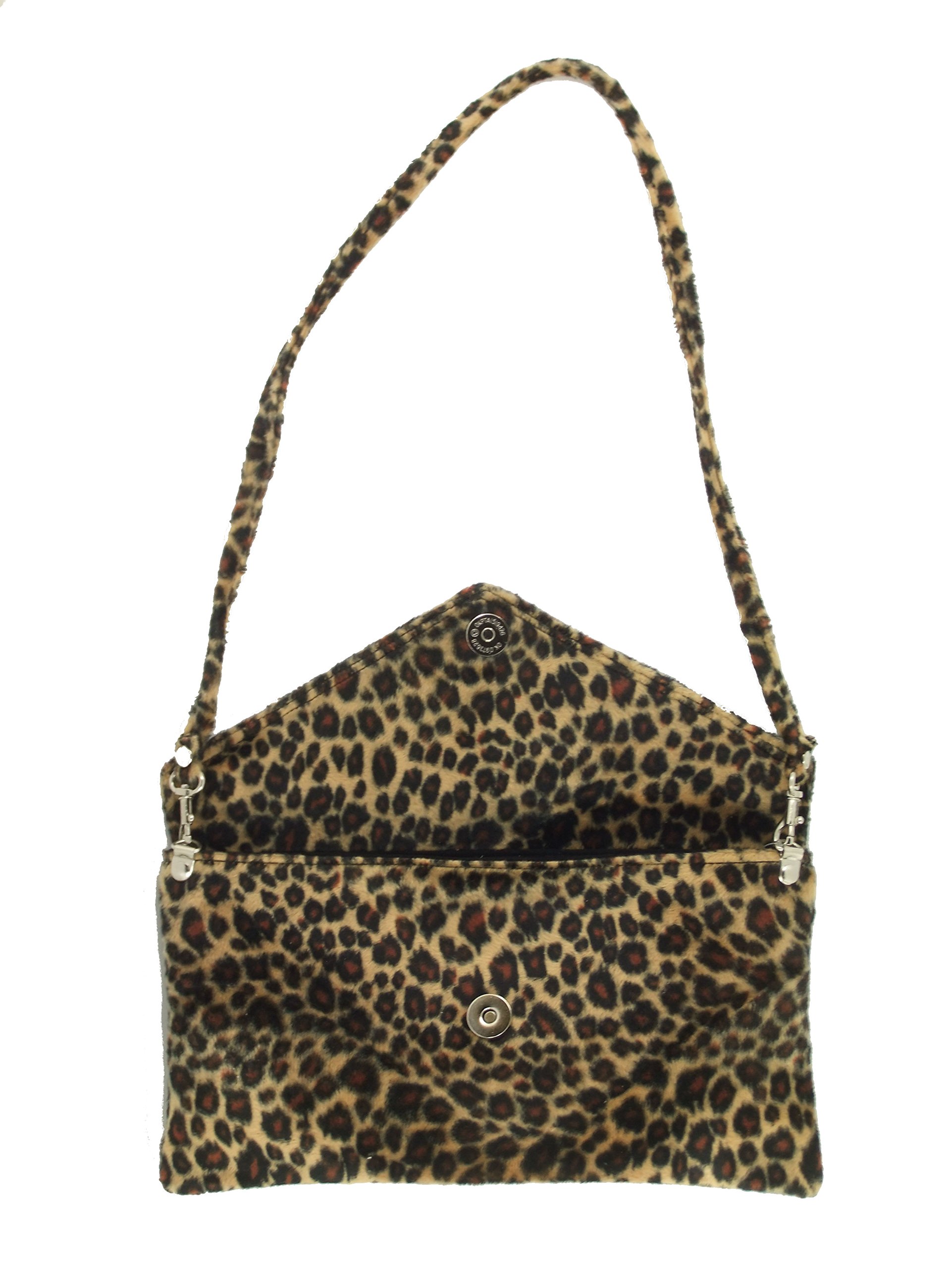 LONI Womens Neat Envelope Animal Print Faux Fur Clutch Bag/Shoulder Bag in giraffe