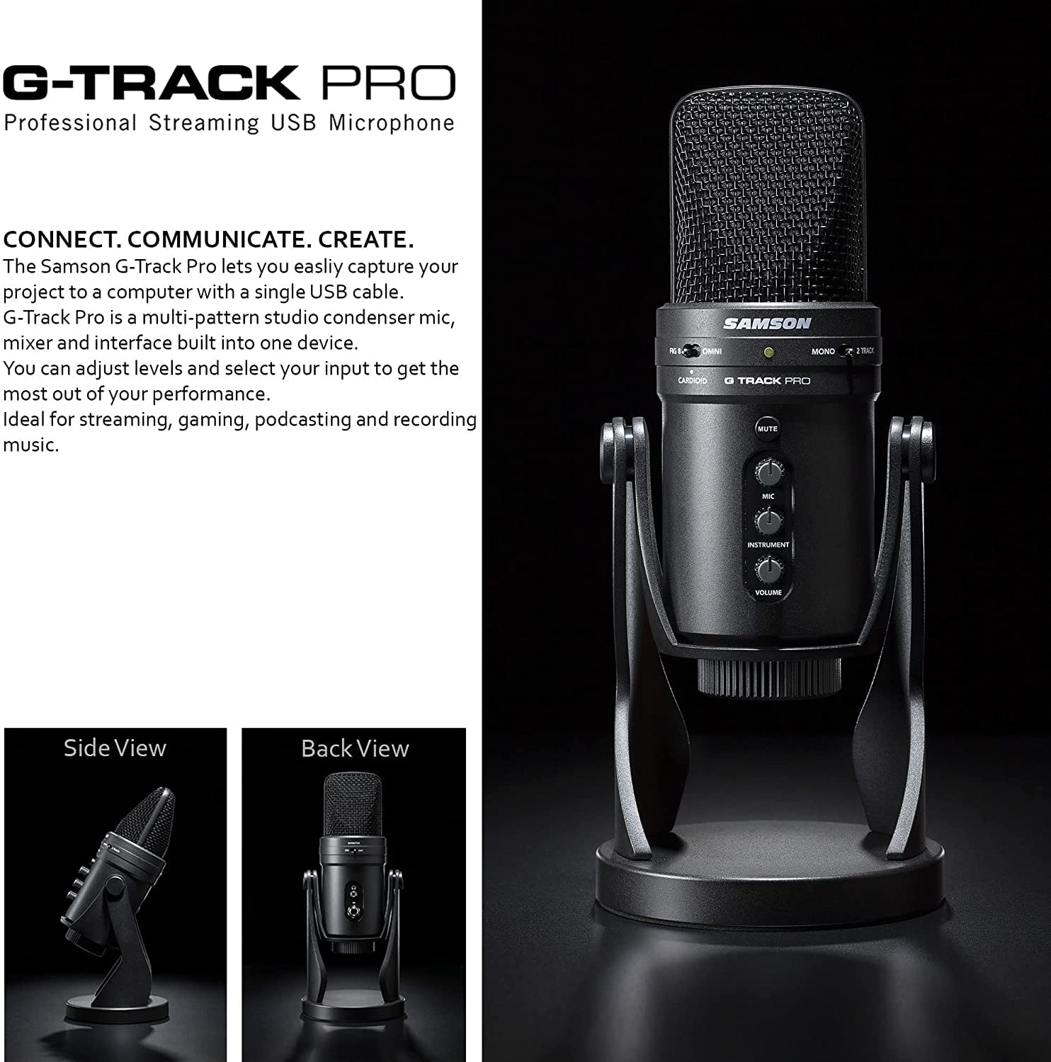 Samson G-Track Pro USB 24-bit Studio Condenser Mic with Audio Interface with The G-Track Pro Pop Filter and Cleaning Cloth - Top-Value Microphone Bundle