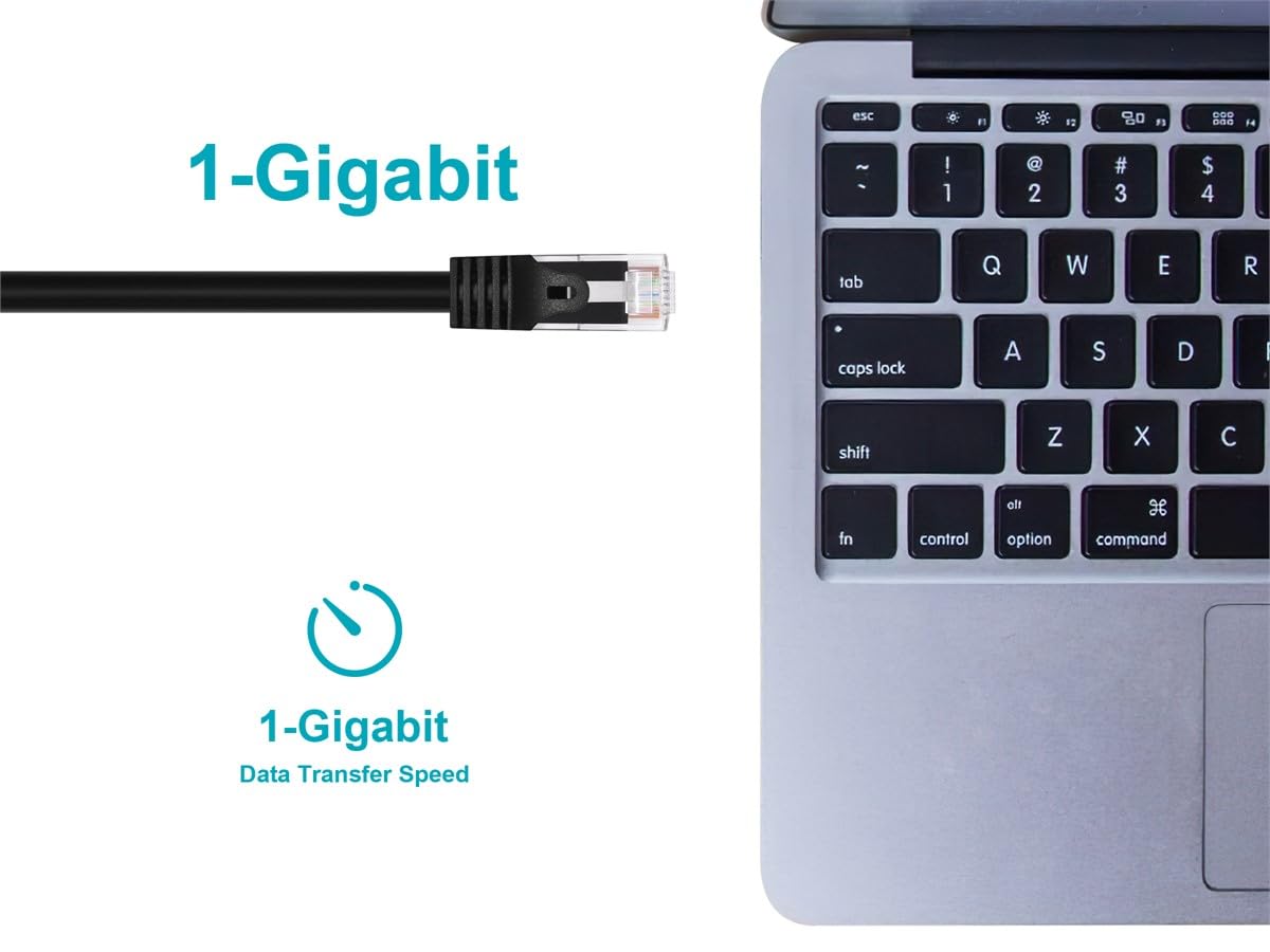 Monoprice Cat6 1ft Black Patch Cable UTP 24AWG 550MHz Pure Bare Copper Snagless RJ45 Flexboot Series Ethernet Cable