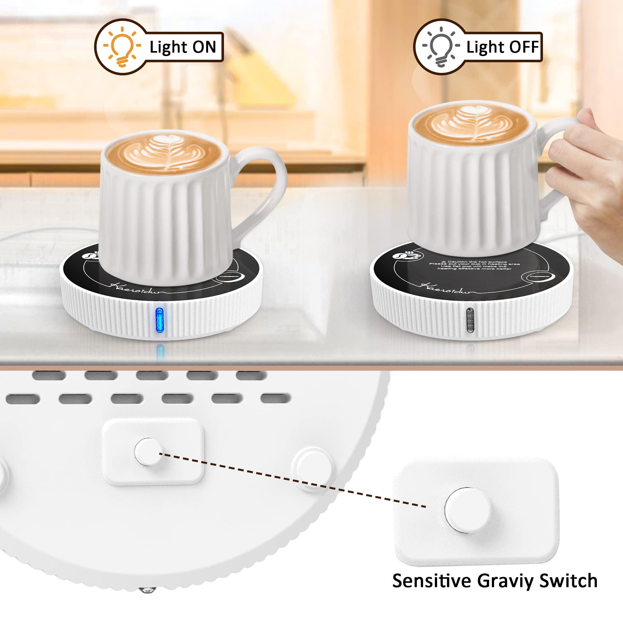 Coffee Mug Warmer, Mug Warmer for Desk with Gravity Switch Suitable for Home and Office Use, Cup Warmer for Coffee, Milk and Tea, Gift, Candle Warmer