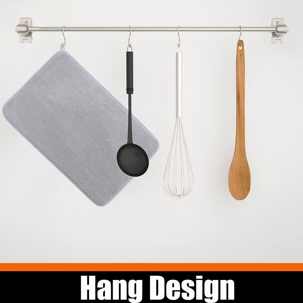 CIYSHO 2 Pack Dish Drying Mat for Kitchen Counter, 24 x 17 Inch Microfiber Dishes Drainer Mats, Large Absorbent Dish Drying Pad for Countertop (Grey)