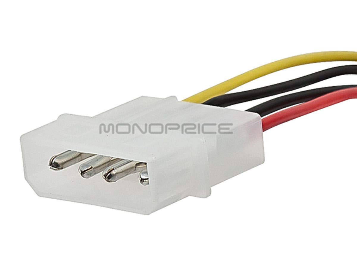 Monoprice Data Cable - 0.67 Feet - 4-pin MOLEX Male to 2X 15-pin SATA II Female with 90 Degree Power Cable