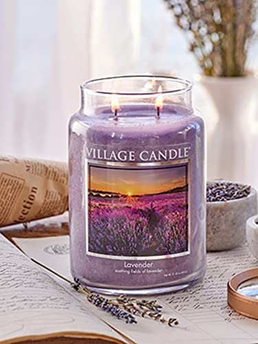 Village Candle Lavender Large Glass Apothecary Jar Scented Candle, 21.25 oz, Purple, 21 Ounce