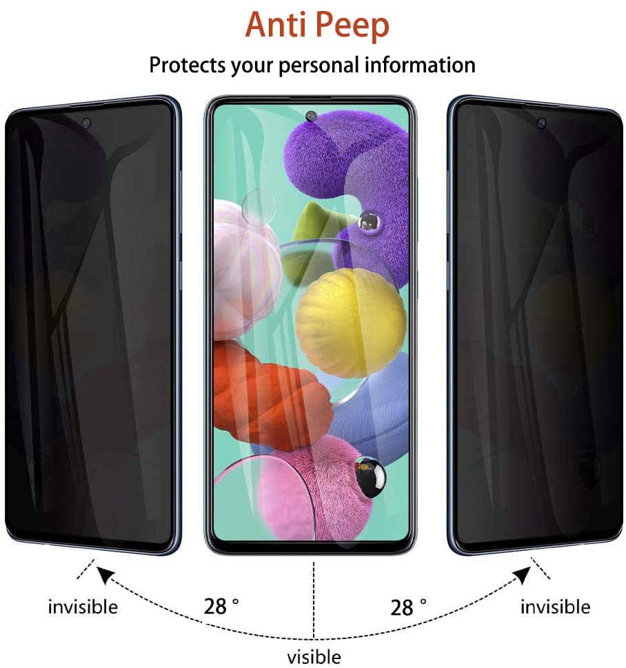 NC 2 Pack Privacy Screen Protector Compatible with Samsung Galaxy A33 / A42 / A32 / A12/ A13 / A02S / A03S, Tempered Glass Anti-Glare Full Coverage Film, Anti-Spy Black Shield Saver