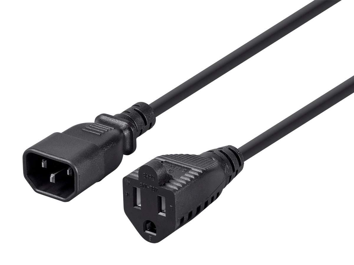 Monoprice Desktop Computer Power Cord - IEC 60320 C14 to NEMA 5-15R, 10 Amp, 1250 Watt, SVT, 125 Volt, 18AWG, 6 Feet, Black