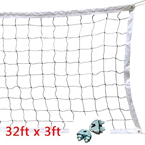 Boshen 32x3FT Standard Volleyball Net with Steel Cable Replacement Netting System