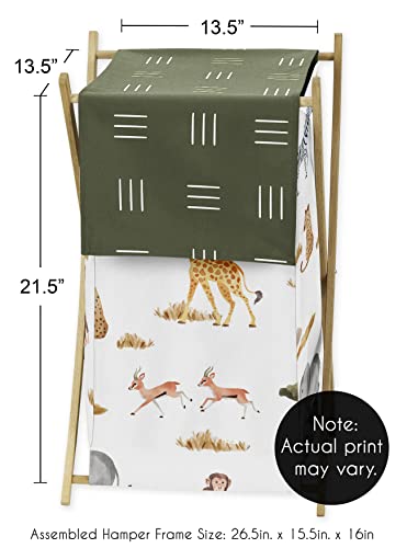 Sweet Jojo Designs Jungle Animals Baby Kid Clothes Laundry Hamper Dark Hunter Green Yellow Grey Rust Orange Black White Wildlife Safari Animal Gray Elephant Giraffe Lion Monkey Leopard Cheetah Zebra
