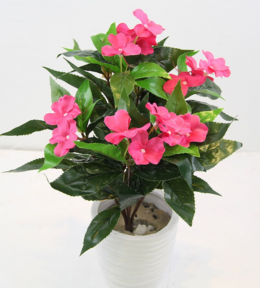 Lopkey Artificial Impatiens Bouquet Flower Patio Lawn Garden Wedding Photo Decor (2Pcs),Pink