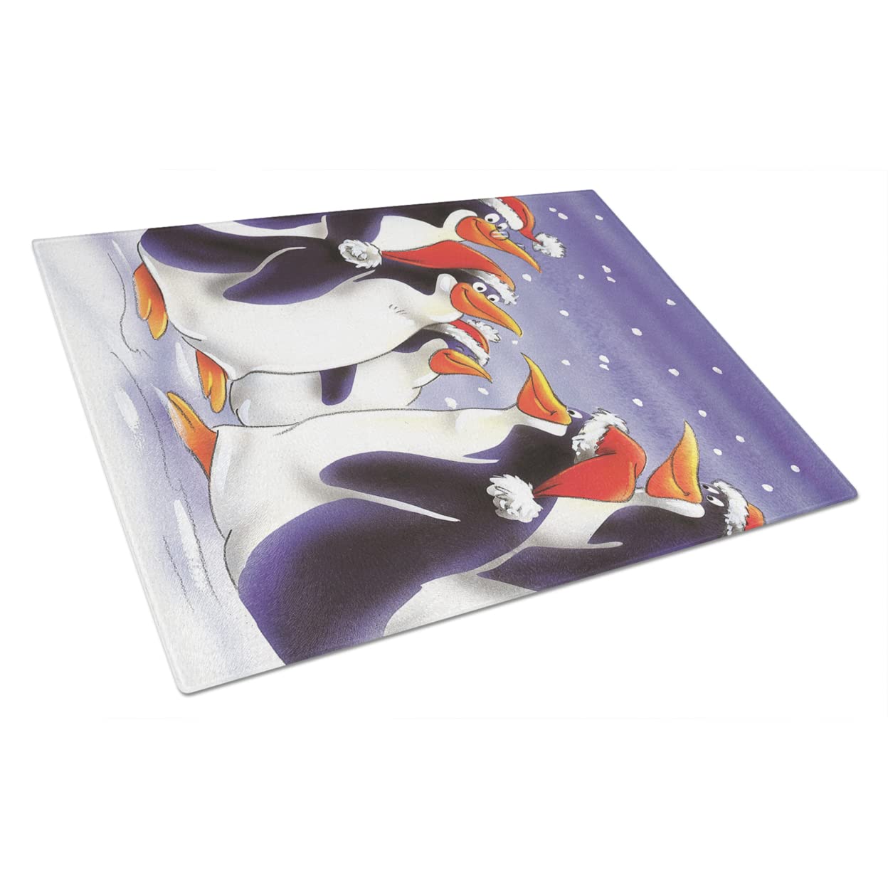 Caroline's Treasures AAH7264LCB Holiday Penguins Glass Cutting Board Large Decorative Tempered Glass Kitchen Cutting and Serving Board Large Size Chopping Board