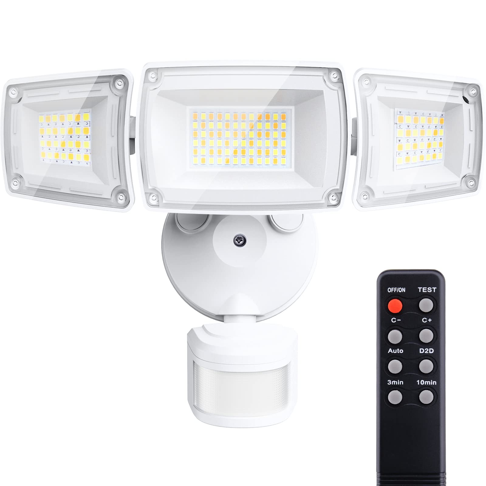 Brightown Motion Sensor Outdoor Lights with Remote, 40W 4500LM Dusk to Dawn Security Lights 3 Mode Adjustable, 3000K-6500K White Warm Colour Adjustment, IP65 Waterproof Flood Light for Home (Brown)