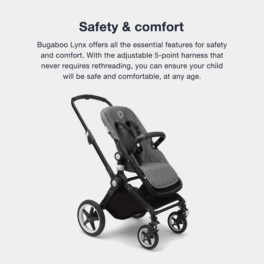 Bugaboo Lynx - The Lightest Full-Size Baby Stroller - All-Terrain with an Effortless Push and One-Handed Steering - Compatible with Bugaboo Turtle One by Nuna Car Seat - Black