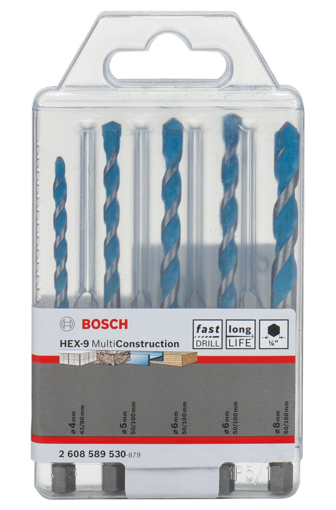 Bosch 2608589530 Multi-Purpose Drill Bit "Hex-9 Multi Construction" Set 5 Pcs
