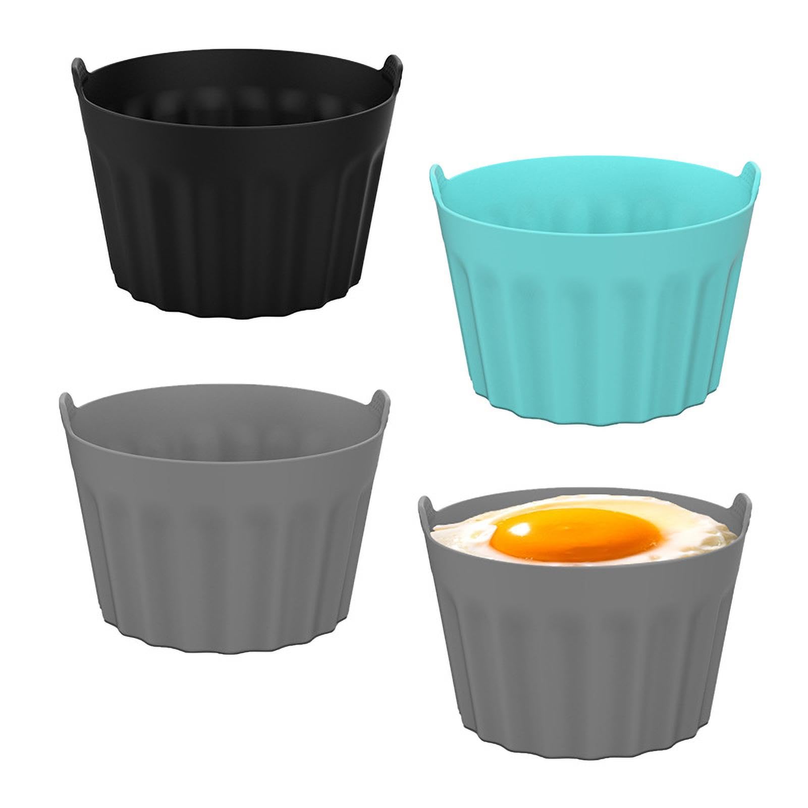 EsEico Silicone Egg Poacher Cups - 3 PCS Reusable Egg Poaching Cups | Nonstick Egg Poaching Cups | Air Fryer Egg Mold | Silicone Egg Cooker | Heat-resistant Egg Cup For Kitchen, Red gray blue 3pcs