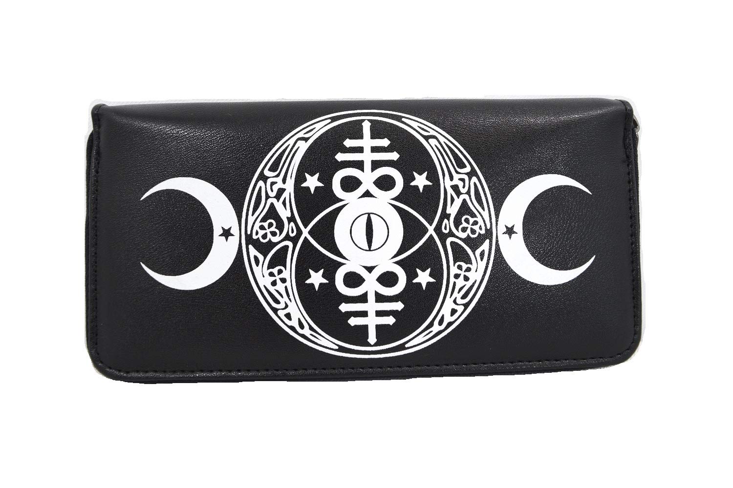 Lost Queen New Moon Wallet Gothic Occult Moon Magick & Leviathan cross Black Wallet, Large