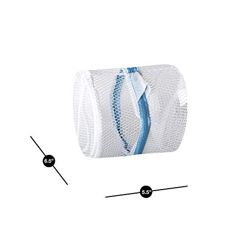 Smart Design Wash Bag w/ Safety Zipper - Washing Machine Safe - Fine Mesh Nylon Polyester - Bra, Hosiery, Pantyhose, Delicates, Lingerie, & Baby Clothes (6.5 x 5.5 Inch) [White]