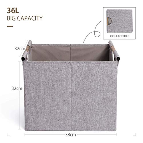 CAMEL CROWN Collapsible Storage Basket Organizer Bins Handles Box Accessories Laundry Cube for Home Office Nursery Kids (Grey-03, 1)
