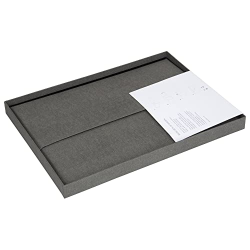 Bigso Katia KD Collapsible Storage Box | Photo Storage Box with Labelframe for Easy Identification | Simple Assembly without Tools | Decorative Storage Boxes with Lids | 11.3"x15.4"x6.4" | Grey