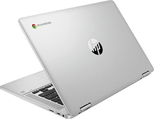 Laptop HP X360 14b in Silver Chromebook 14in HD Edge-to-Edge Touch LCD Intel Celeron 4GB DDR4 32GB eMMC WiFi Webcam BO Speakers Bluetooth Chrome OS (Renewed)… (14a)