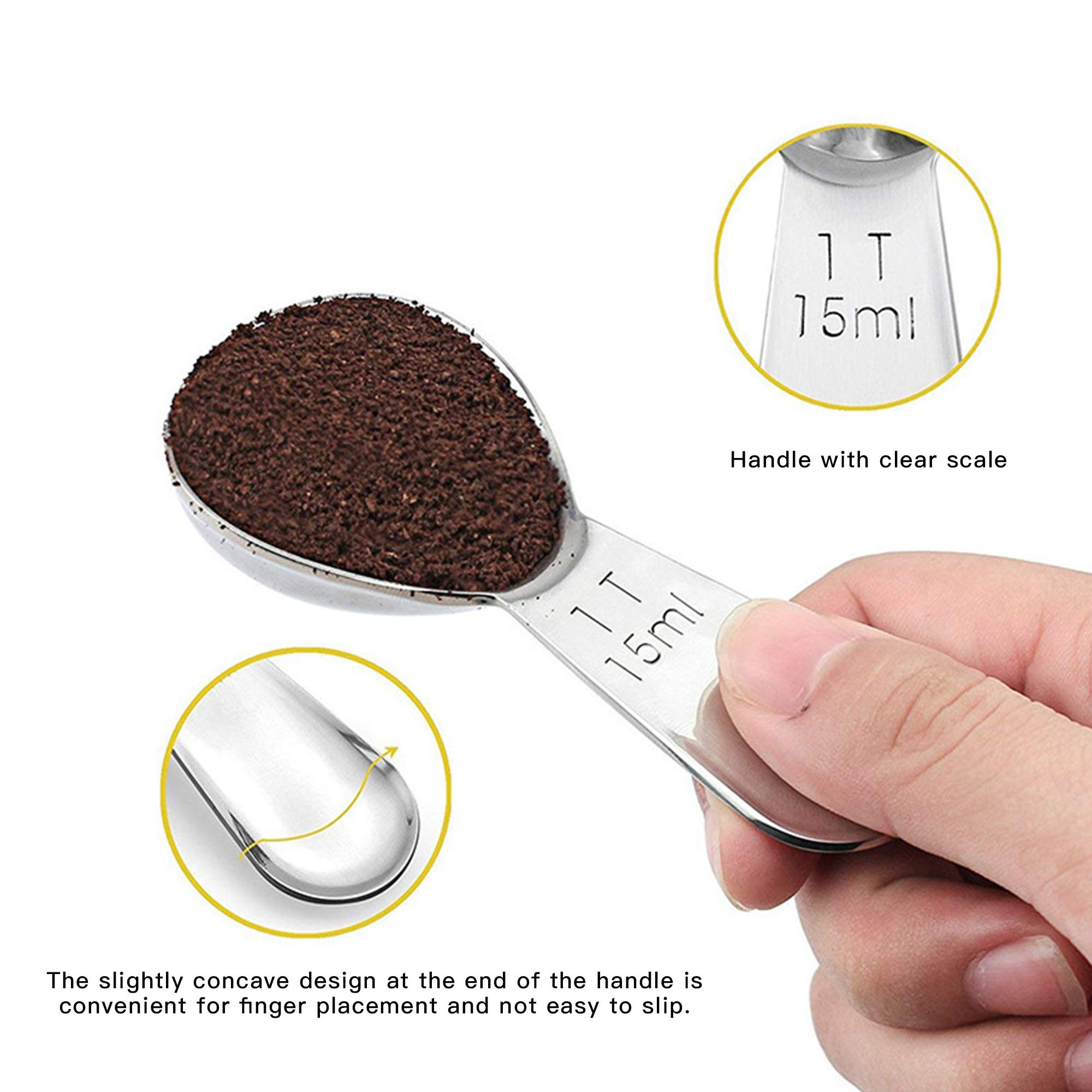 Coffee Scoop Set,Stainless Steel Coffee Spoons Short Handles,Tablespoon Measure Spoon Set Fit Coffee, Loose Tea, Sugar Or Flour(3 pieces,15ml)