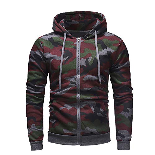 Men's Pullover Winter Workout Thenlian Men's Long Sleeve Camouflage Hoodie Hooded Sweatshirt Top Tee Outwear Blouse(Dark Gray, L )