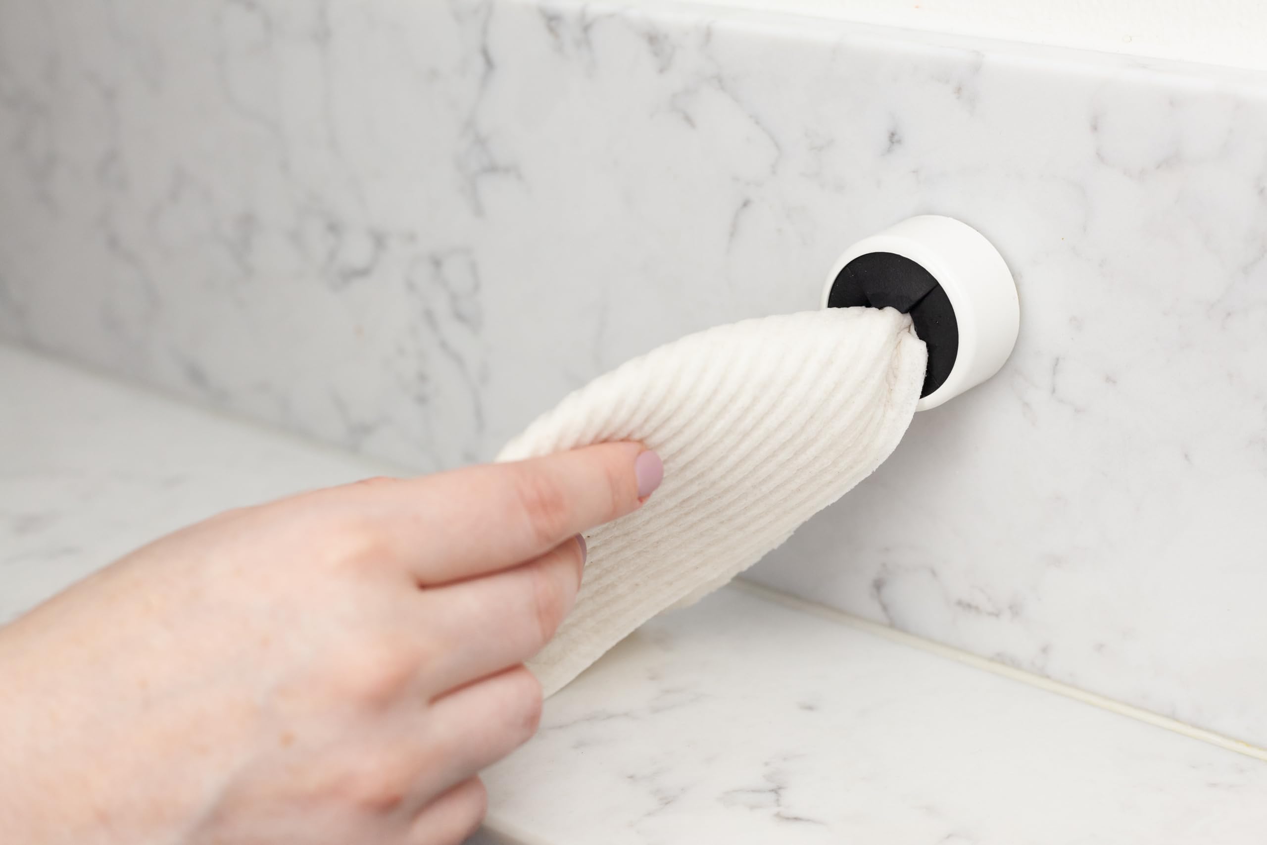 Original Kitchen Towel Holder/Hook with Adhesive to Hang Dish Towels, Tea Towels, Dishcloths, Rags and Hand Towels with a Push. Handy accessory for RV, Bathroom, Shower, Cabinets, Inside & Outside