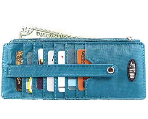Big Skinny Women's Jaguar Credit Card Slim Wallet, Holds Up to 25 Cards, Ocean Blue , 3.5" X 7.6"