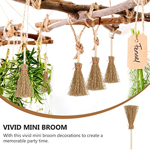 COHEALI Mini Broomsticks Cinnamon Broomstick 24pcs Practical Small Broom Natural Palm Mini Broom Decorations with Red Rope Household Broom Decoration Miniatures for Crafts Mini Witches Broomsticks