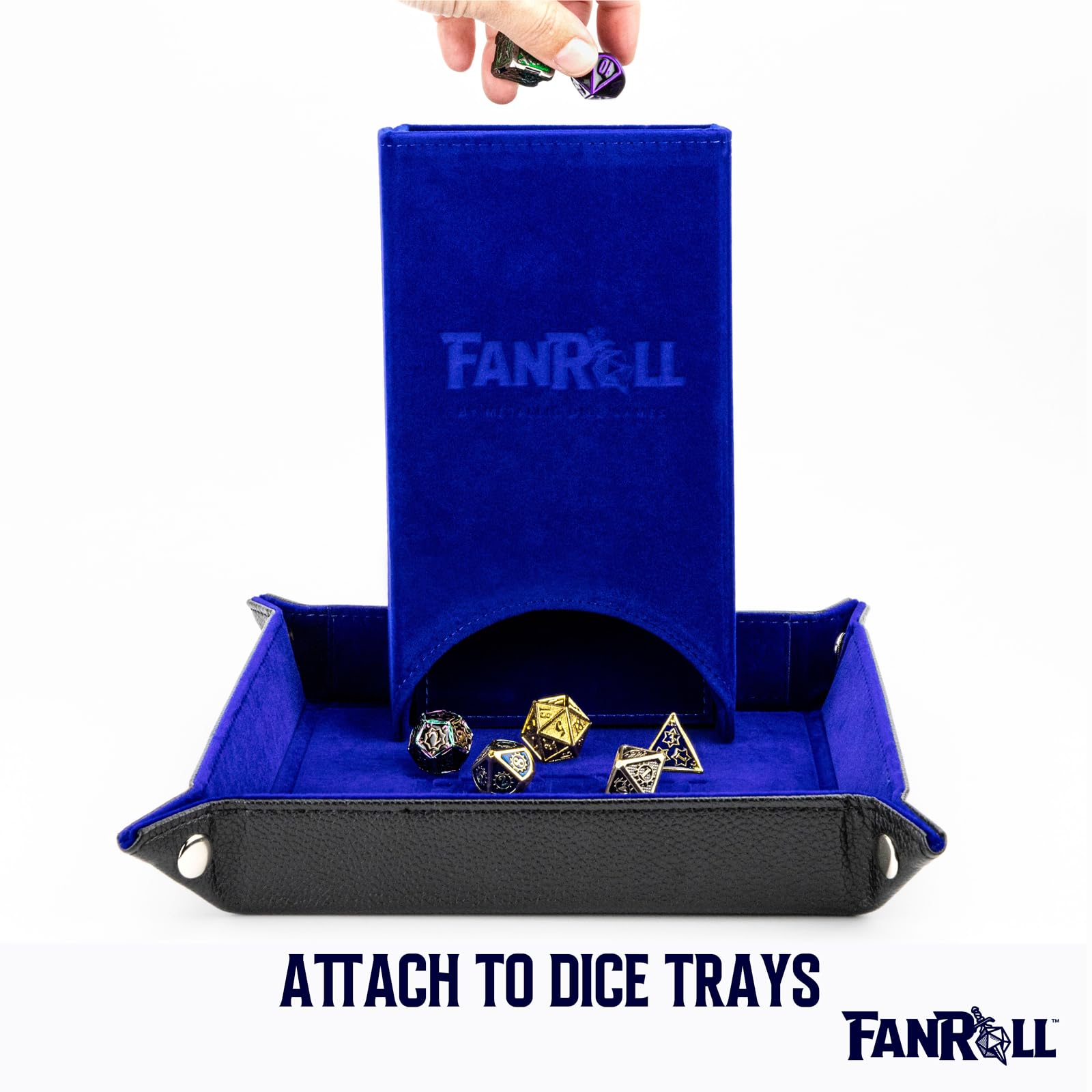 Metallic Dice Games FanRoll Fold Up Dice Tower: Blue, Role Playing Game Dice Accessories for Dungeons and Dragons