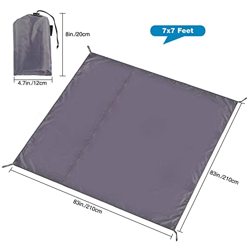 CAMPMOON Waterpfoof Camping Tarps 7x7 Feet, Large Oxford 4 in 1 Tent Footprints Ultralight Compact Ground Cloth for Camping Backpacking, Gray