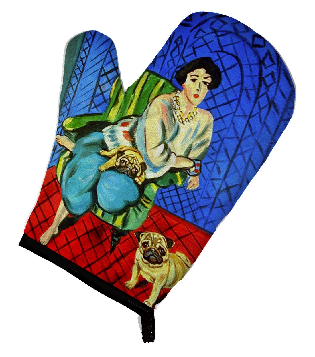 Caroline's Treasures 7072OVMT Lady with her Fawn Pug Oven Mitt Heat Resistant Thick Oven Mitt for Hot Pans and Oven, Kitchen Mitt Protect Hands, Cooking Baking Glove