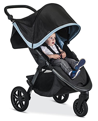 Britax B-Free Stroller, Frost - All Terrain Tires - Adjustable Handlebar - One Hand Fold - Large UV50 Canopy